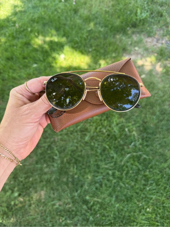 Ray-Ban | Accessories | Rayban Gold Frame Sunglasses With Dark Green ...